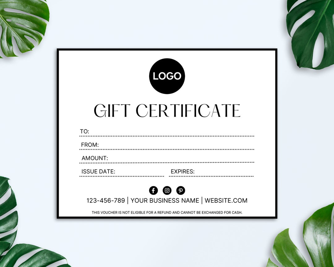 Editable Gift Certificate Template, Canva Template, Printable Gift ...