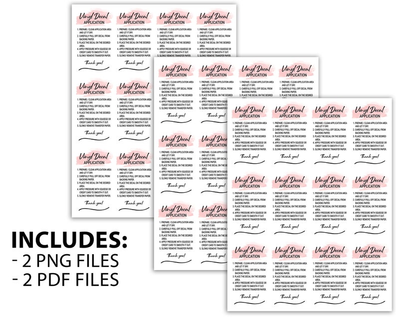 Vinyl Decal Application Card Small Business Supplies Digital - Etsy
