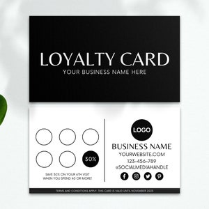 Editable Loyalty Card Template, Printable Loyalty Card, DIY Customer ...
