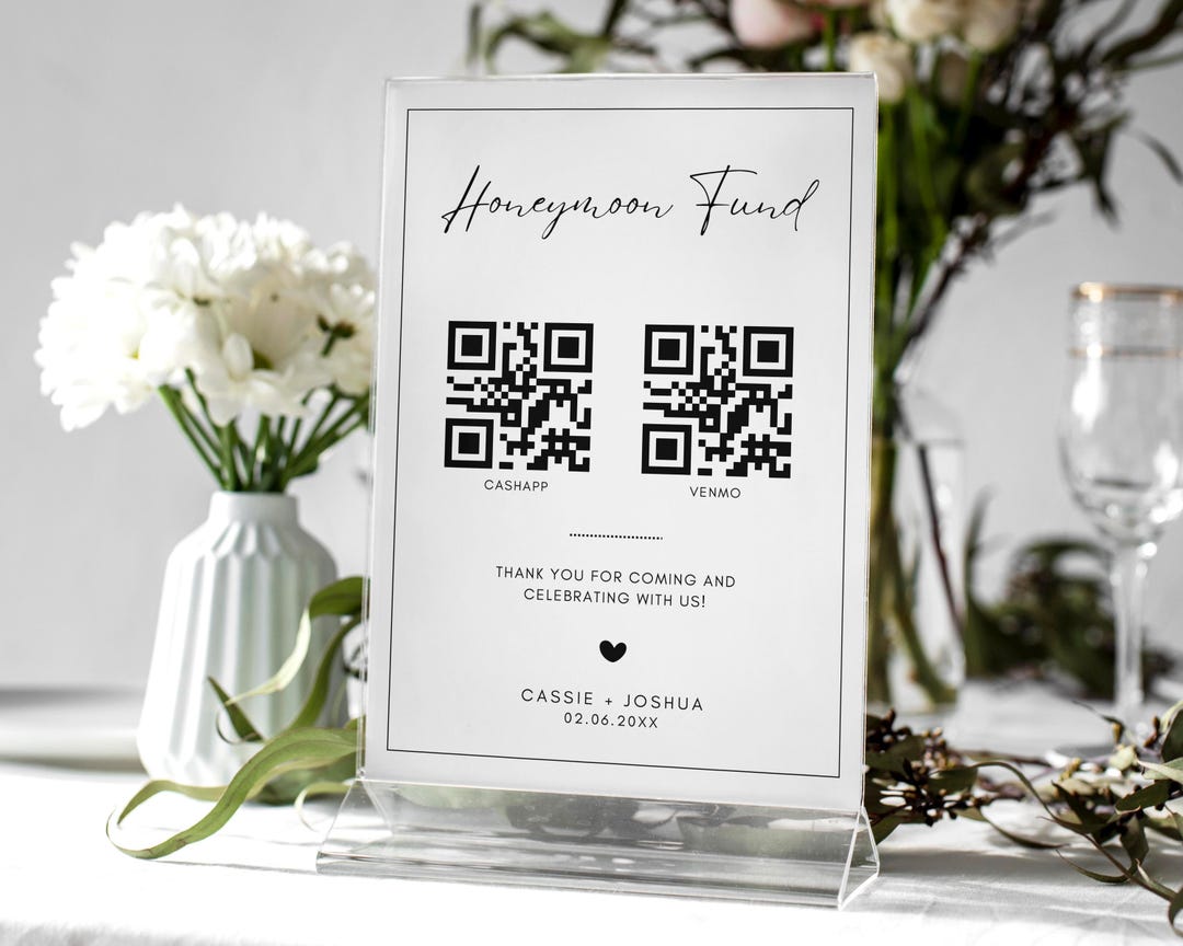Modern Honeymoon Fund Sign, Editable Wedding Sign, Minimalist Table ...