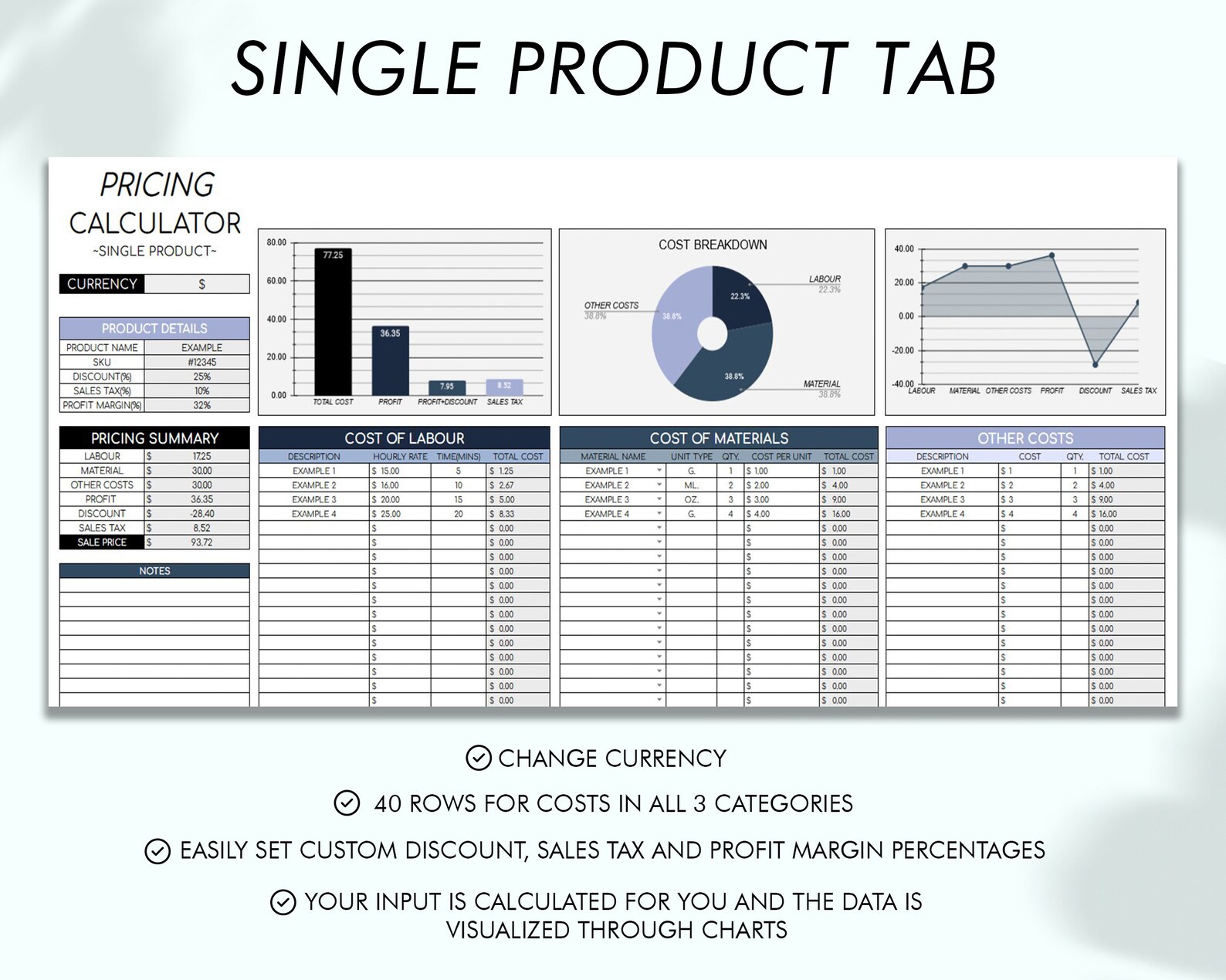 Pricing Calculator Spreadsheet, Product Pricing Template, Pricing Sheet ...