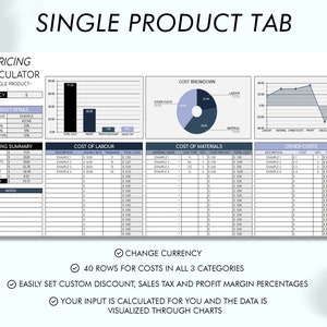 Pricing Calculator Spreadsheet, Product Pricing Template, Pricing Sheet ...