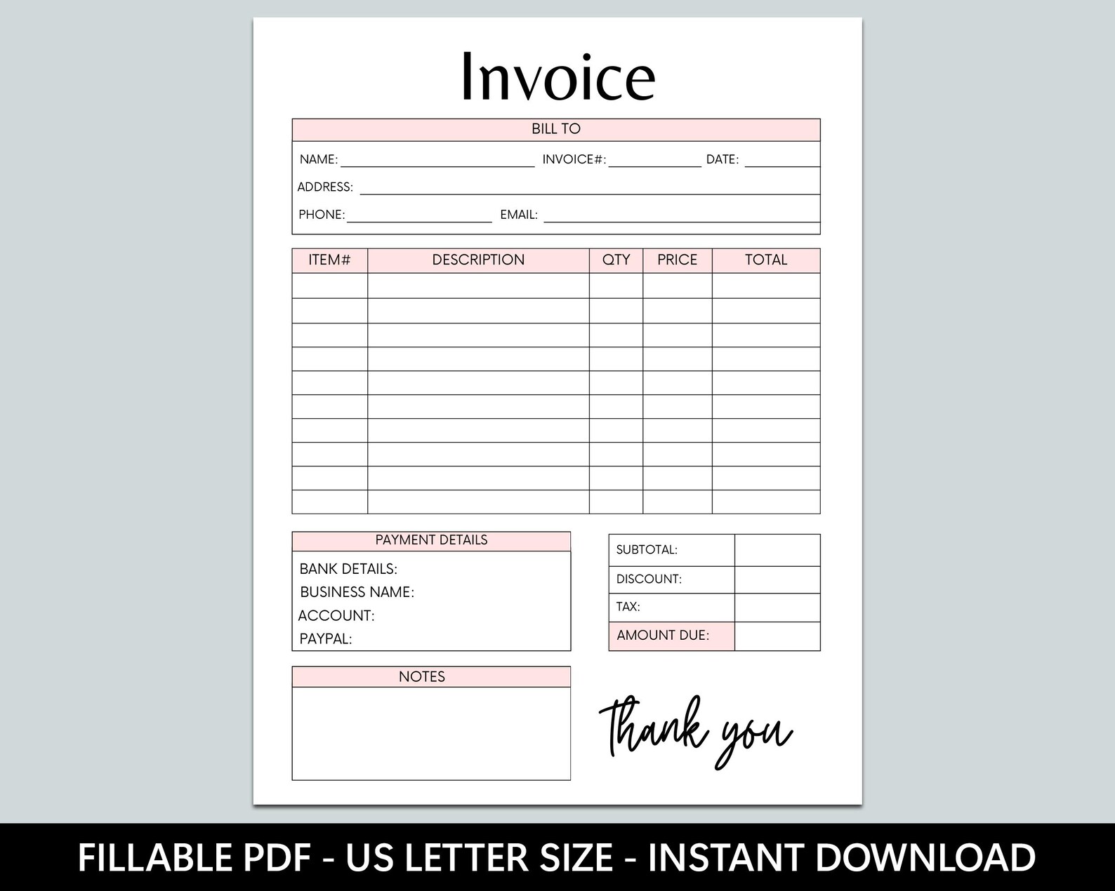 Fillable Small Business Forms Bundle, Printable Order Forms, Invoice ...