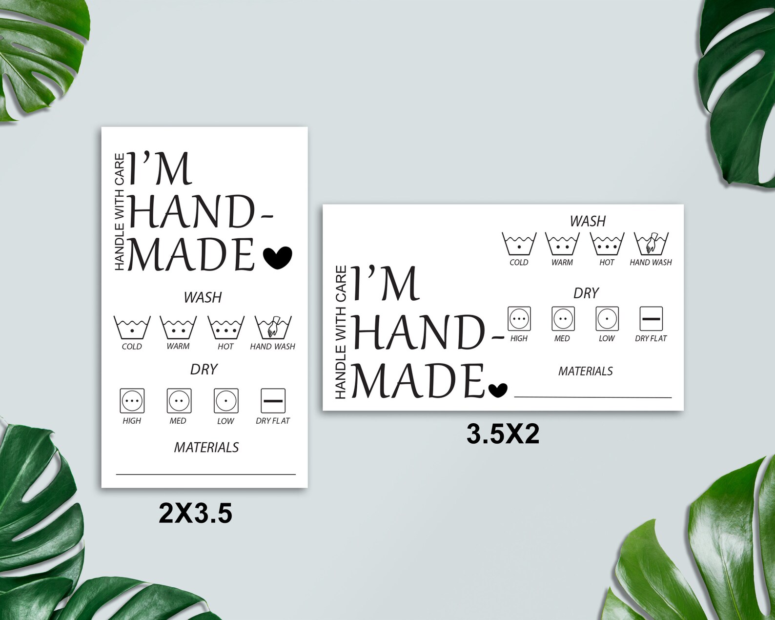 Printable Care Instruction Hang Tags, Handmade Label, Washing ...
