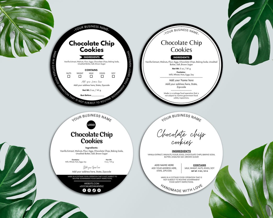 Editable Cottage Food Label Bundle, Printable Food Label, Ingredient ...