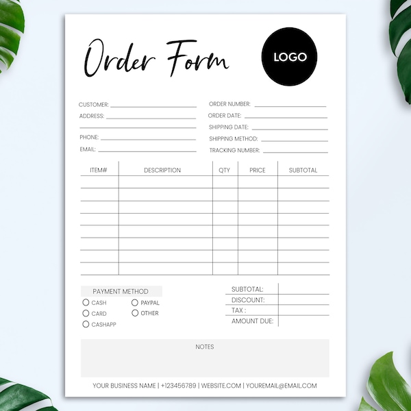 Order Form Template - Etsy