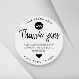 EDITABLE Thank You Sticker, Thank You Label Template, Small Business ...