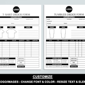 Editable Order Forms Bundle, Tumbler, Tshirt, Order Tracker, Invoice ...