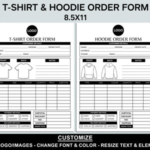 Editable Clothing Business Bundle, Order Form, Tshirt, Invoice Template ...