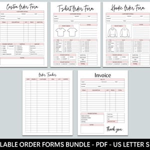 Fillable Small Business Forms Bundle, Printable Order Forms, Invoice Template, PDF, T-shirt ...