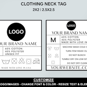 Editable Clothing Tag Bundle, T-shirt Neck Label Tag, DIY Garment Care ...