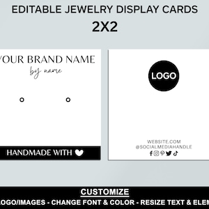 Editable Jewelry Display Card Template, Printable Jewelry Display Cards ...