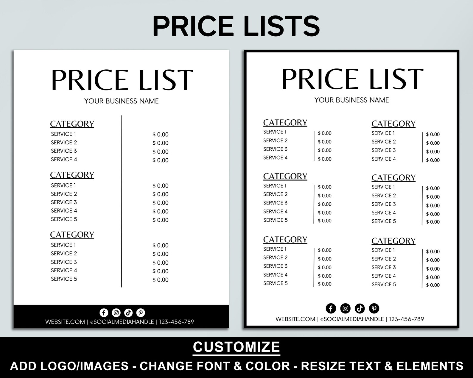 Editable Small Business Sign Bundle, Price List, Scan to Pay, Printable ...