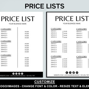 Editable Small Business Sign Bundle, Price List, Scan to Pay, Printable ...