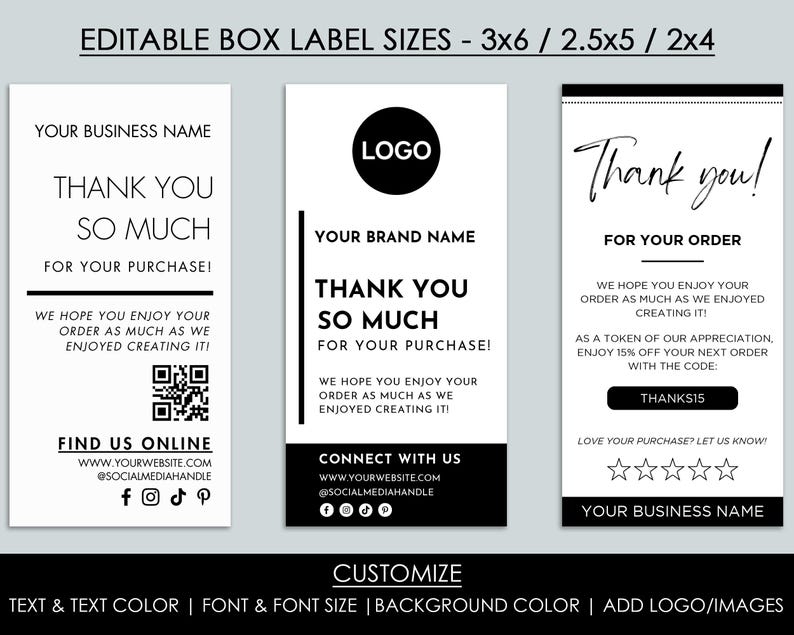 Box Label Bundle, Editable Canva Template, Printable Parcel Sticker ...