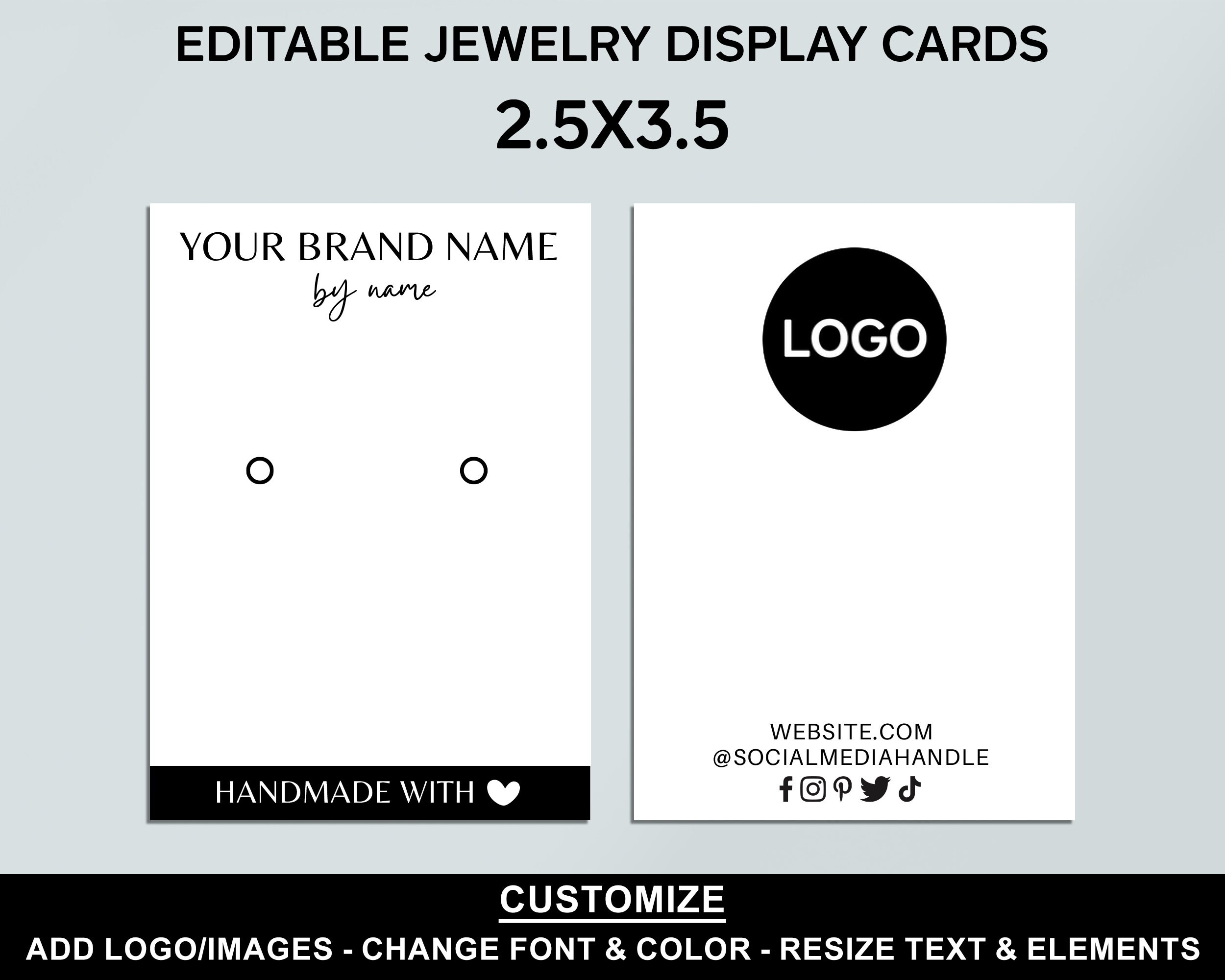 Editable Jewelry Display Card Template Printable Jewelry - Etsy Australia