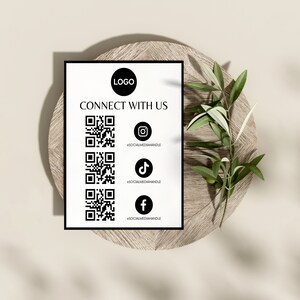 Editable Social Media Sign Template, QR Code Sign, Printable Social ...