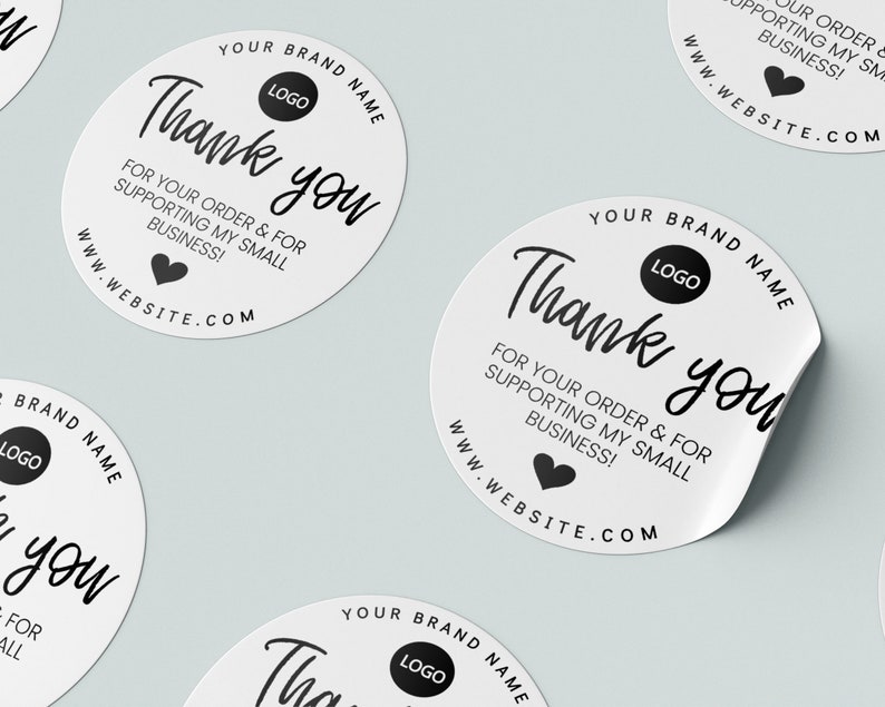 EDITABLE Thank You Sticker, Thank You Label Template, Small Business ...