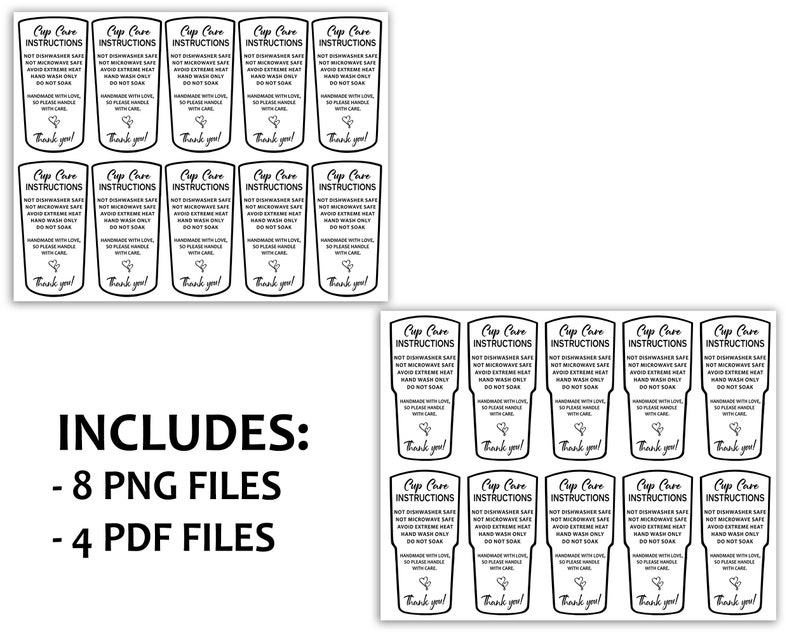 Tumbler Care Instructions Card Care PNG Small Business - Etsy