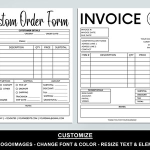Editable Order Forms Bundle, Tshirt, Hoodie, Invoice Template ...
