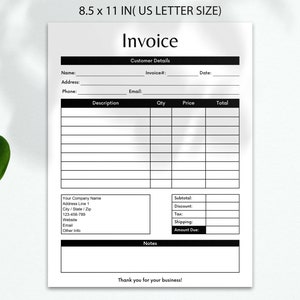 Fillable Invoice Form, Editable Invoice Template, Printable Small ...