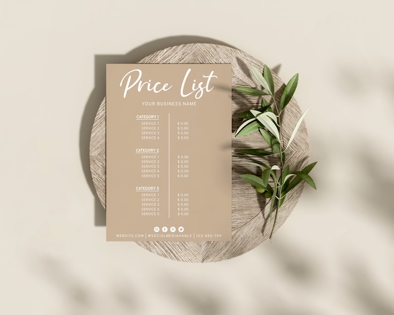 Editable Price List Template Printable Pricing Sheet DIY - Etsy Canada