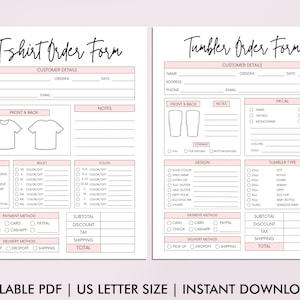 Fillable Order Forms Bundle, Printable Small Business Forms, Invoice Template, T-shirt Order ...