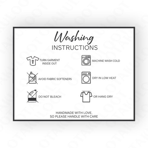 Clothing Washing Instructions Shirt Care Card Apparel Care - Etsy