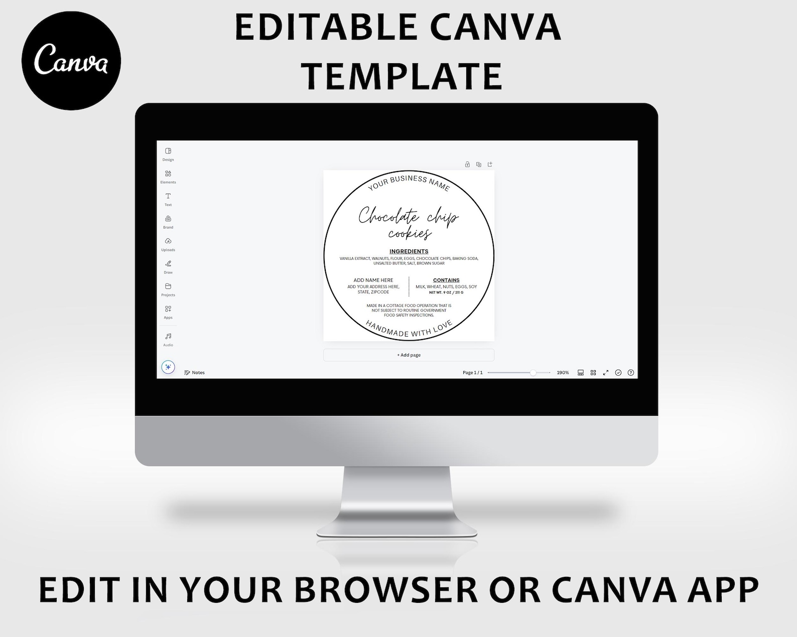 Editable Cottage Food Label Bundle, Printable Food Label, Ingredient ...