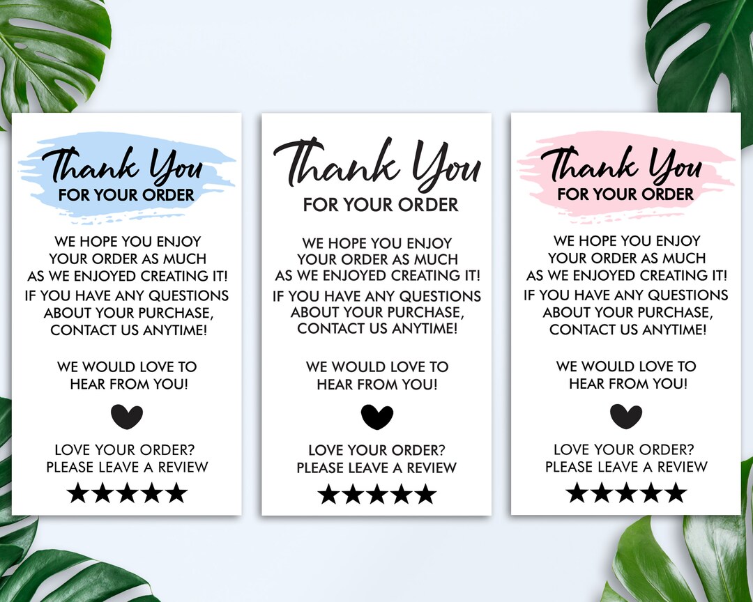 Thank You Card, Printable Customer Thank You Card, Small Business ...