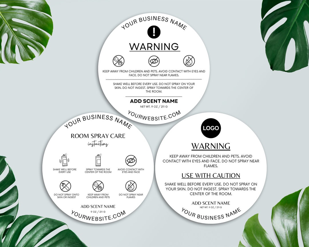 Editable Room Spray Warning Card, Printable Care Instructions Card ...