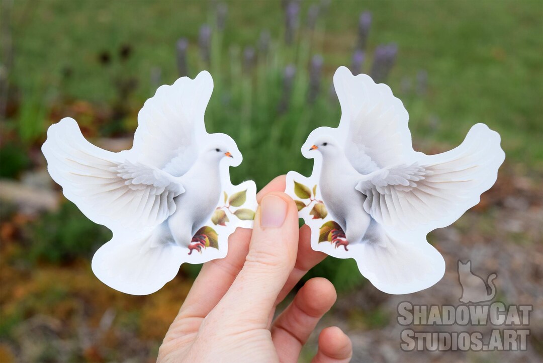 Pair of White Dove Clear Vinyl Stickers - Etsy