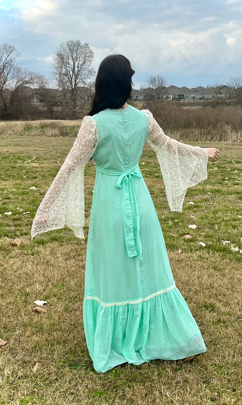 Mint Green Turquoise Candi Jones Angel Sleeve Renaissance Dress - Etsy