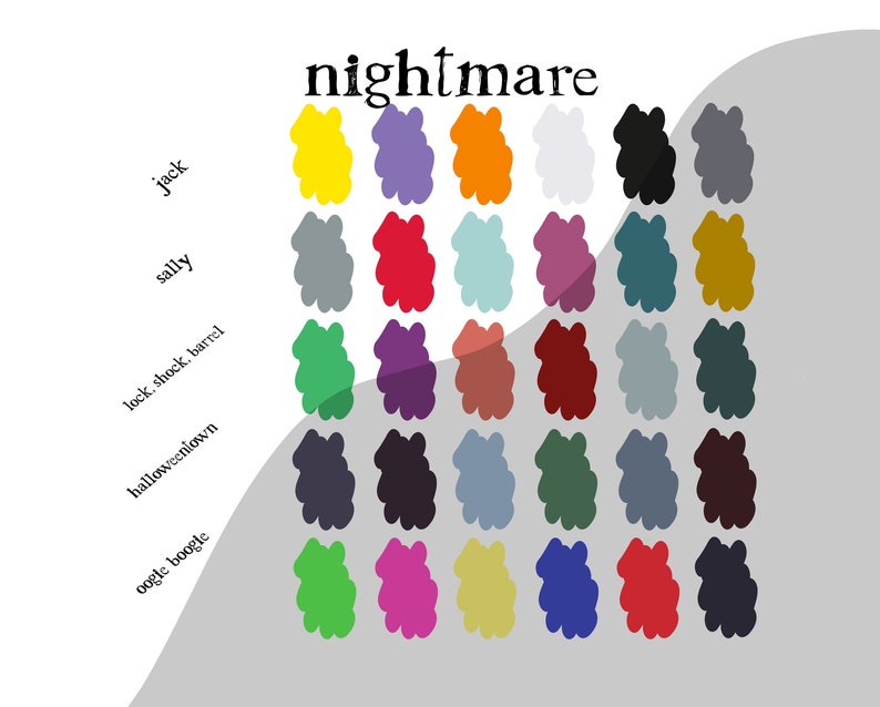 Nightmare Nightmare Before Christmas Color Palette - Etsy
