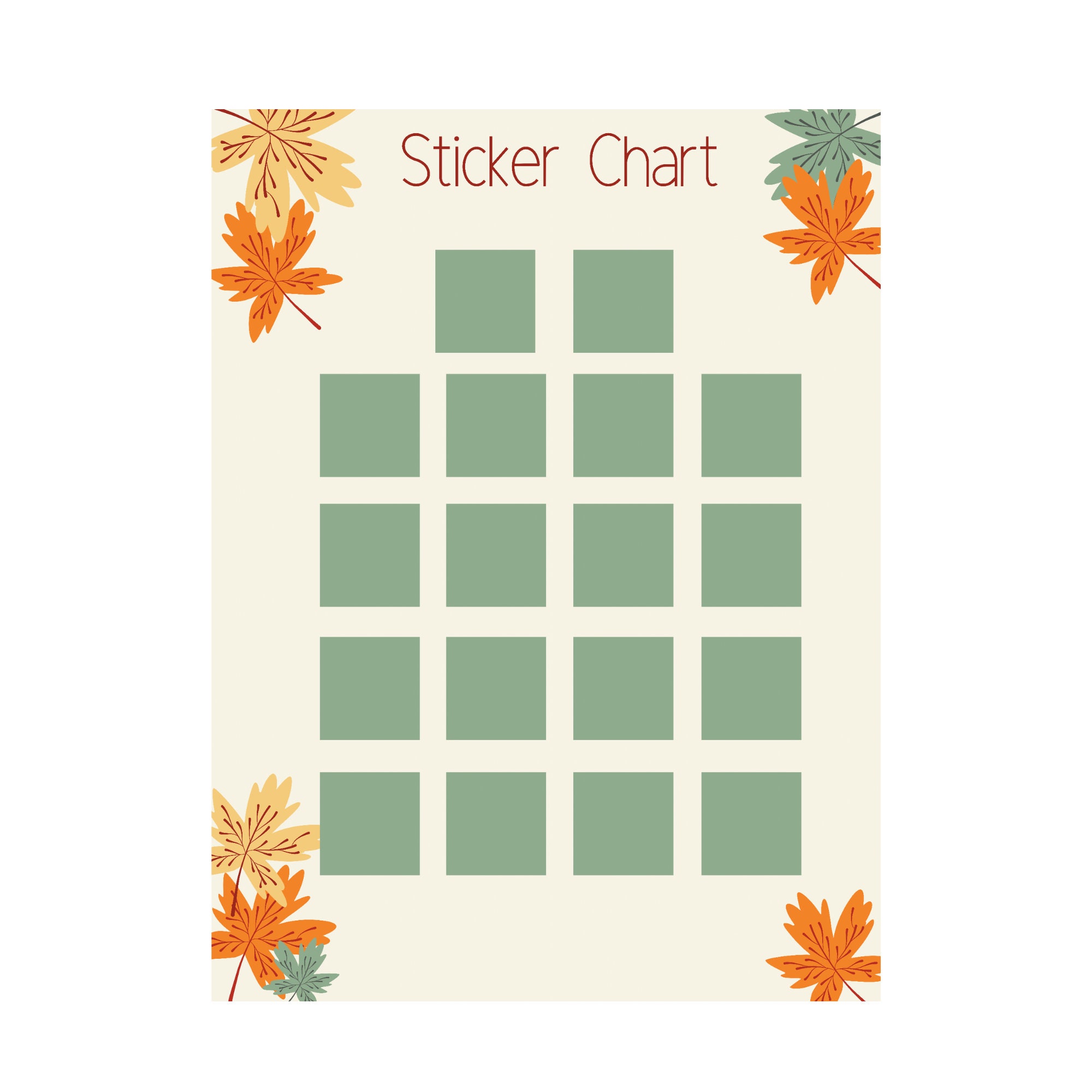 Printable Kids Fall Sticker Chart Digital Download | Etsy Canada