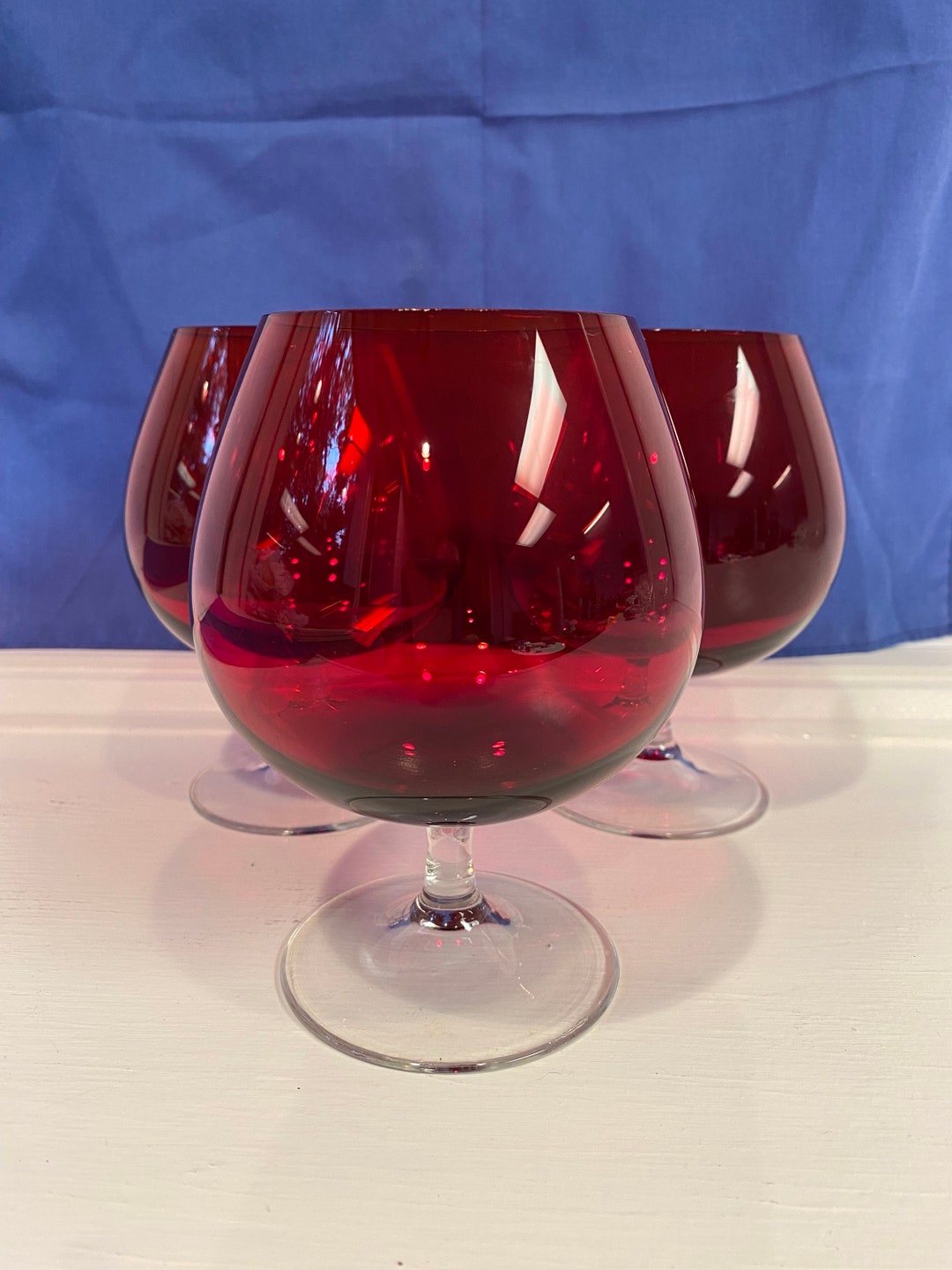 Rose Red Brandy Glasses. Set of 3. Hand Blown. Vintage. 2.75 Inch ...