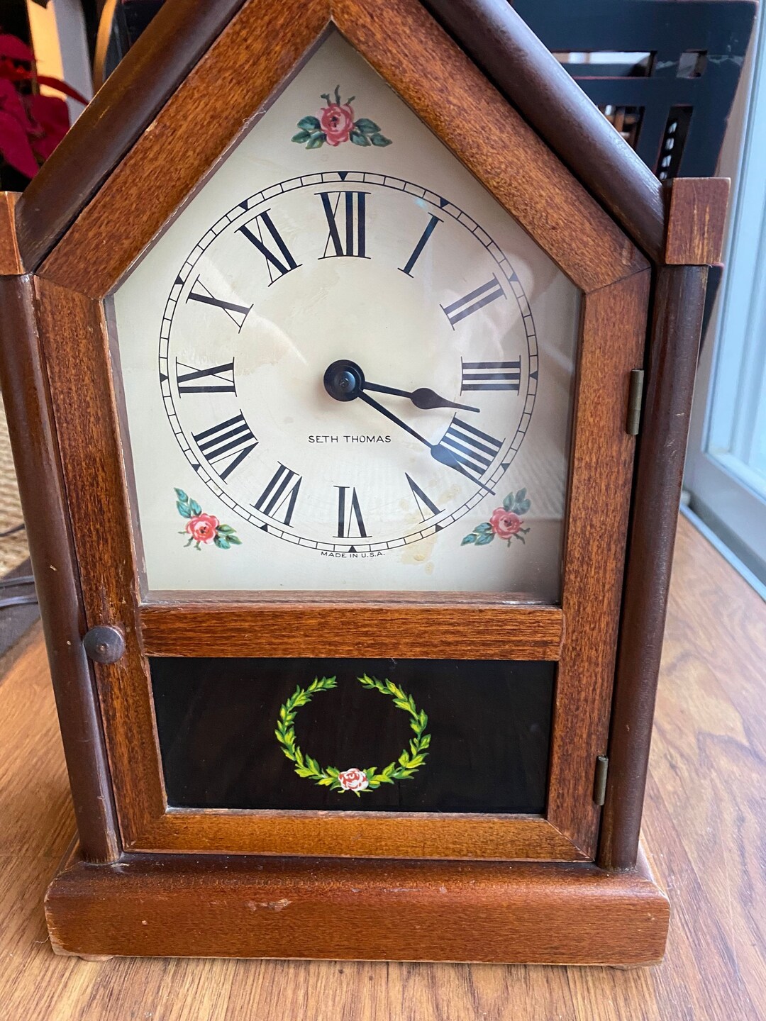Vintage Seth Thomas Wooden Cathedral Style Mantel Clock Model 1206-000 ...