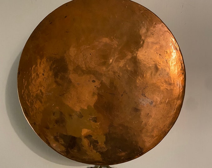 Copper Planter Round Pot Vintage Cooking Pan With Ornate Brass Handles ...