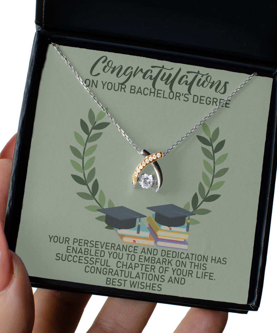 Congratulations on Bachelor's Degree Wishbone Necklace Gift - Etsy
