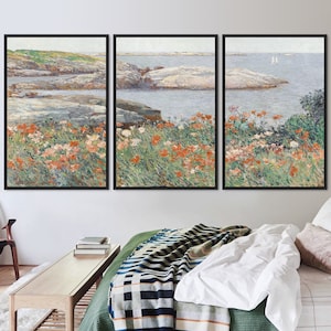 3 Piece Canvas Wall Art Set, Childe Hassam Landscape Frame Wall Art ...