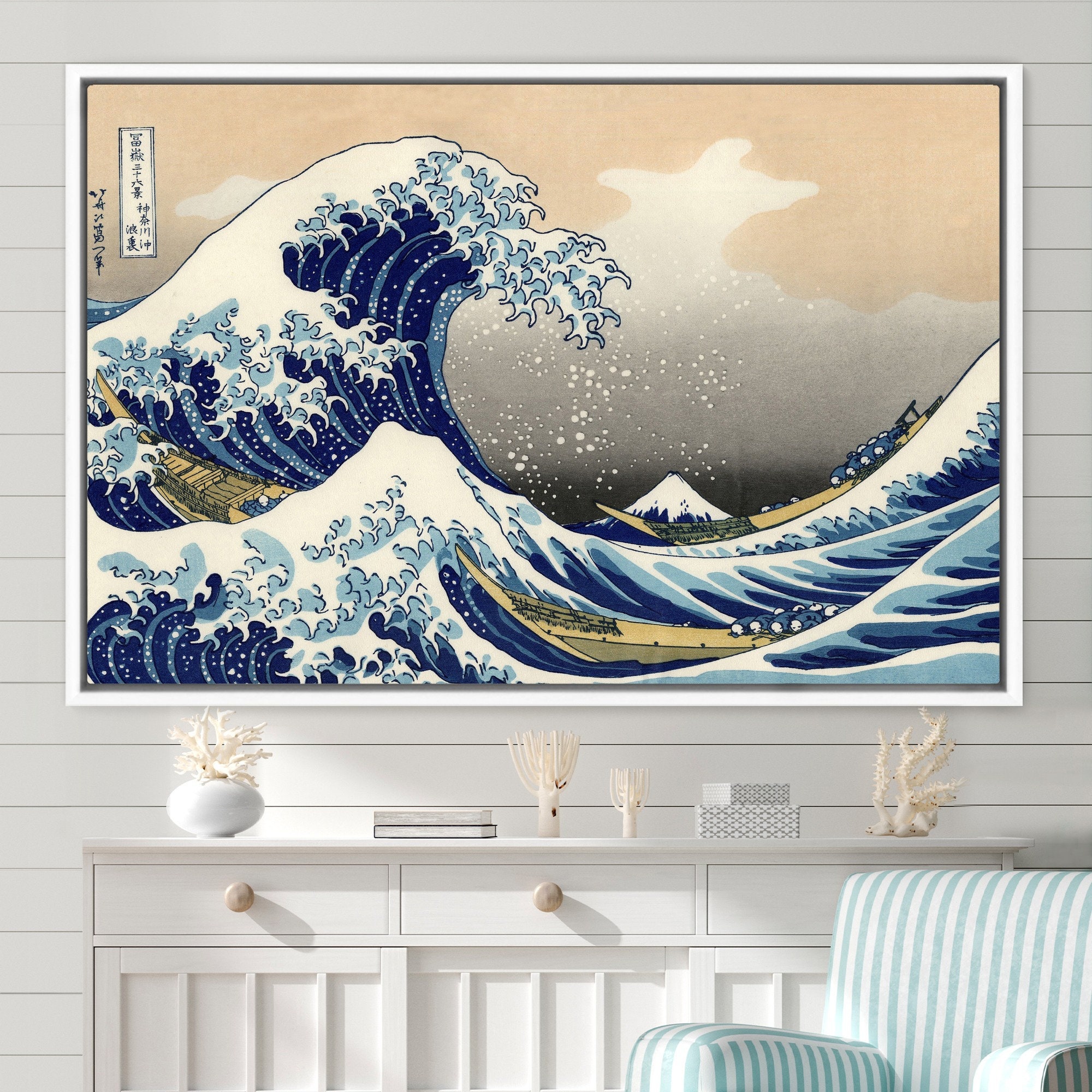The Great Wave off Kanagawa by Hokusai, Canvas Art Print, Frame Large ...
