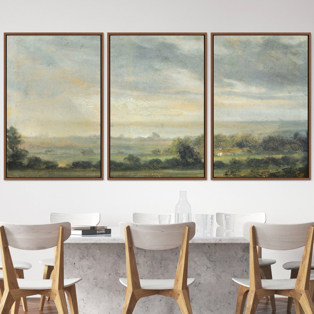 3 Piece Canvas Wall Art Set, View From the Elbe Valley by Johan ...