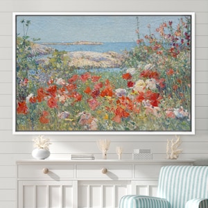 Childe Hassam Landscape Wall Art Wildflower Field Oil Painting, Frame ...