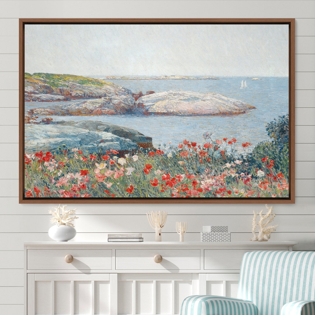 Childe Hassam Landscape Wall Art Wildflower Field Oil Painting, Frame ...