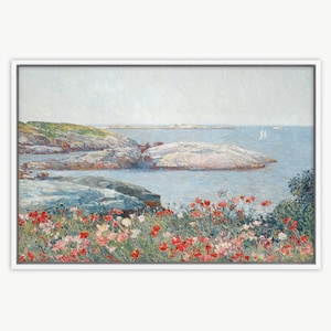 Childe Hassam Landscape Wall Art Wildflower Field Oil Painting, Frame ...
