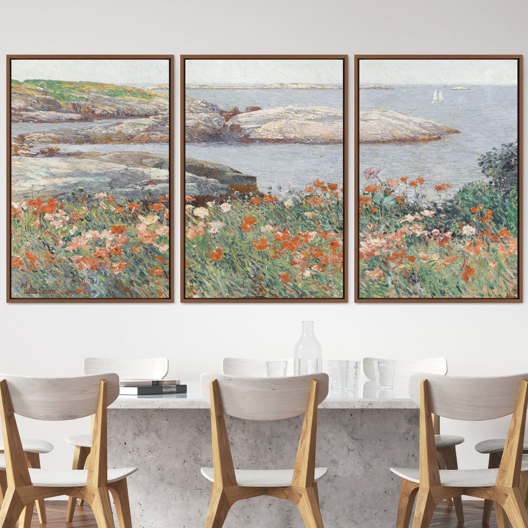 3 Piece Canvas Wall Art Set, Childe Hassam Landscape Frame Wall Art ...