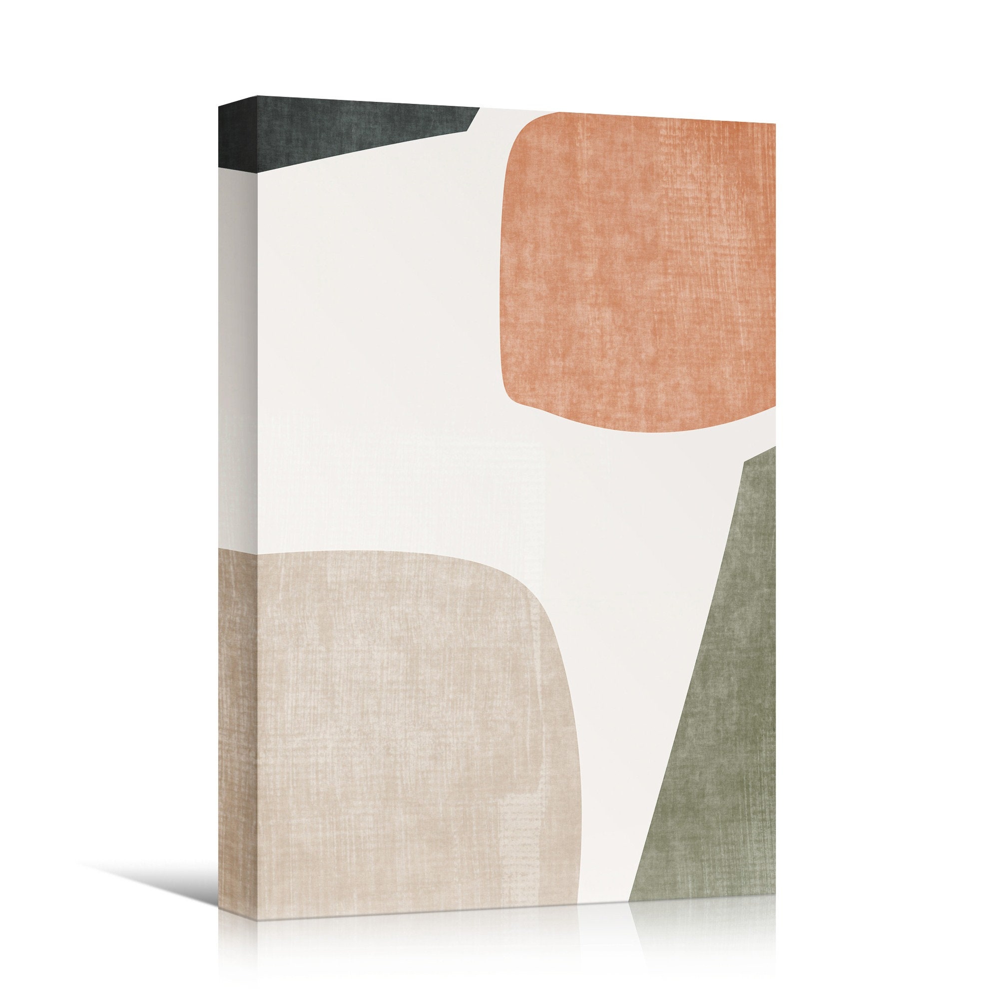 Green Color Blocks Geometric Shapes Illustrations Modern Canvas Art ...