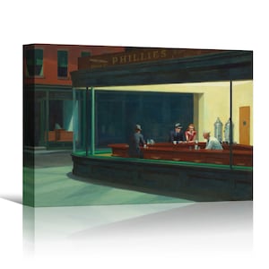Edward Hopper Nighthawks, Framed Canvas Print, Large Wall Art Print ...