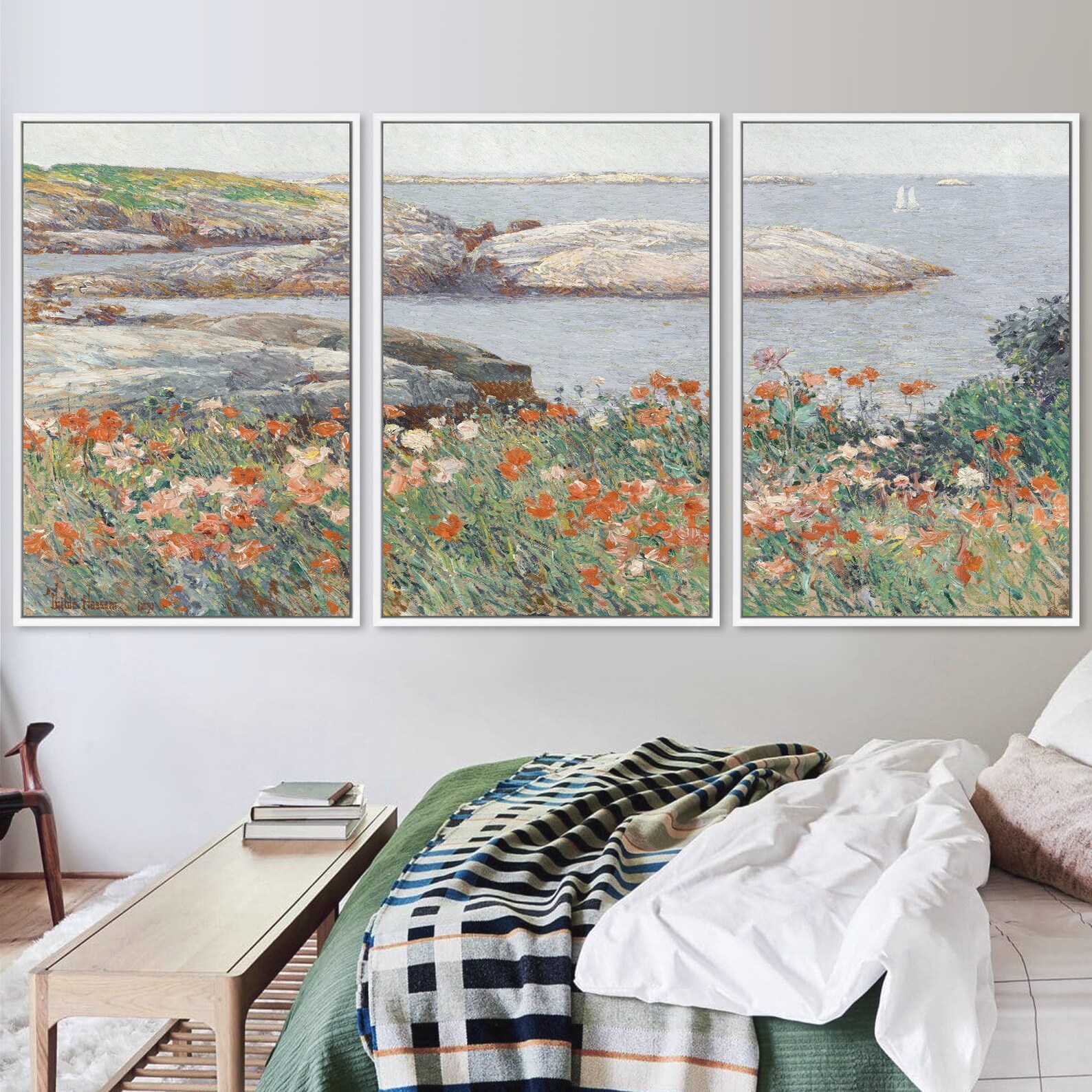 3 Piece Canvas Wall Art Set, Childe Hassam Landscape Frame Wall Art ...