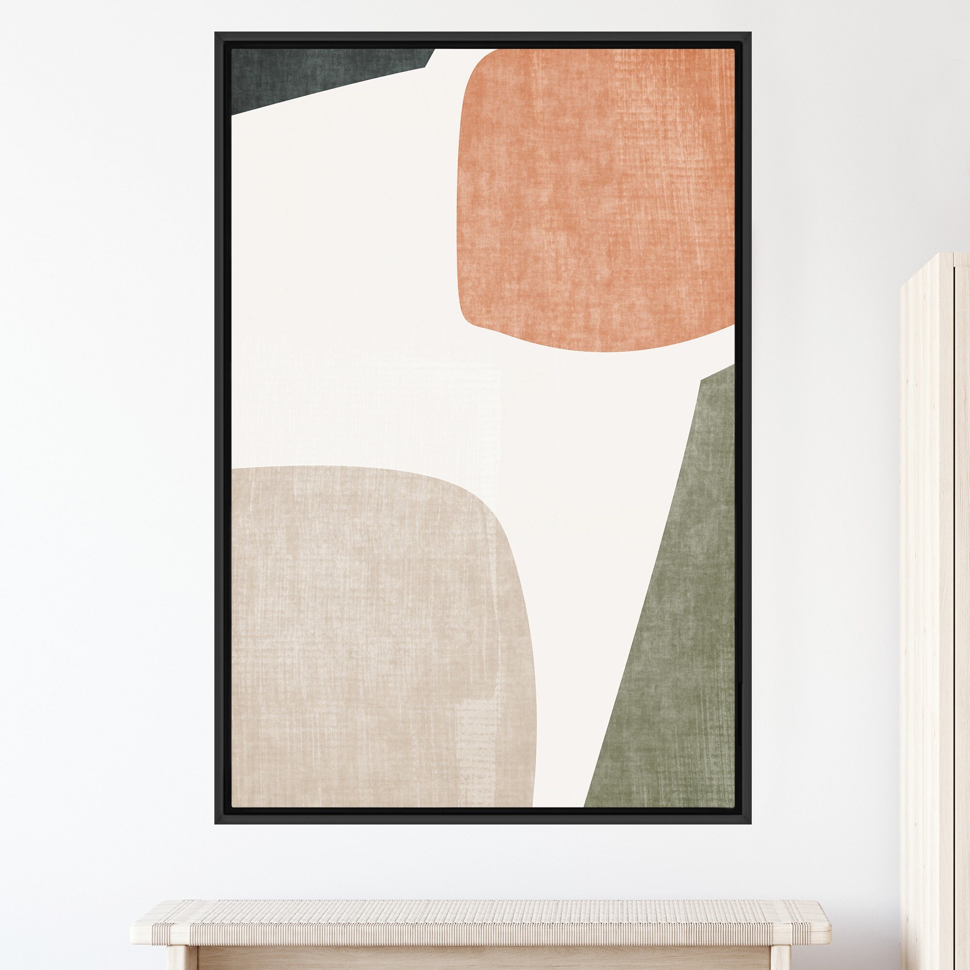 Green Color Blocks Geometric Shapes Illustrations Modern Canvas Art ...